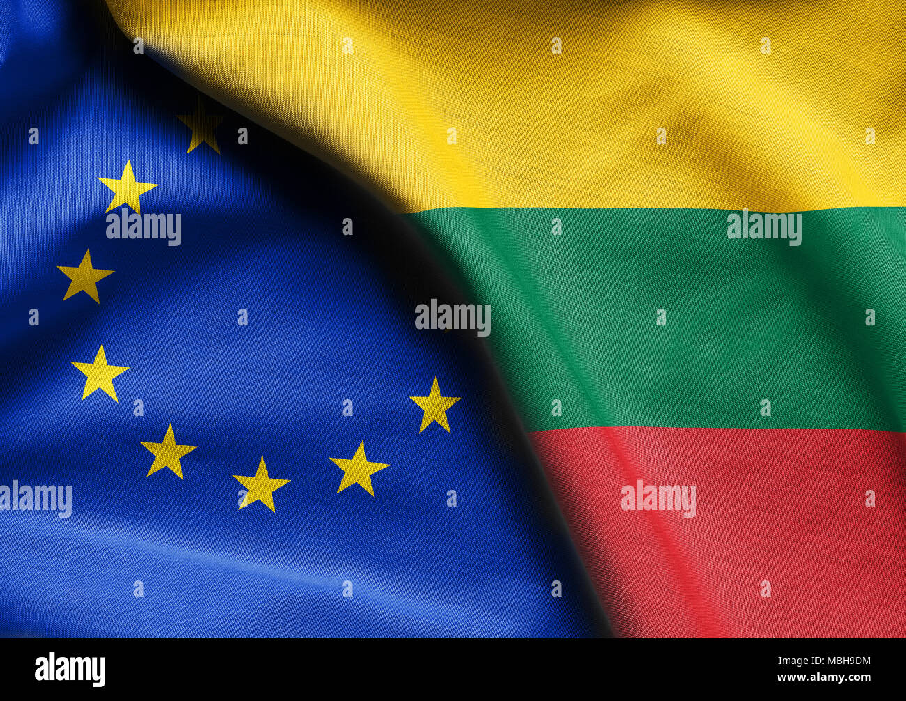 Flags of lithuania and european union Stock Photo - Alamy