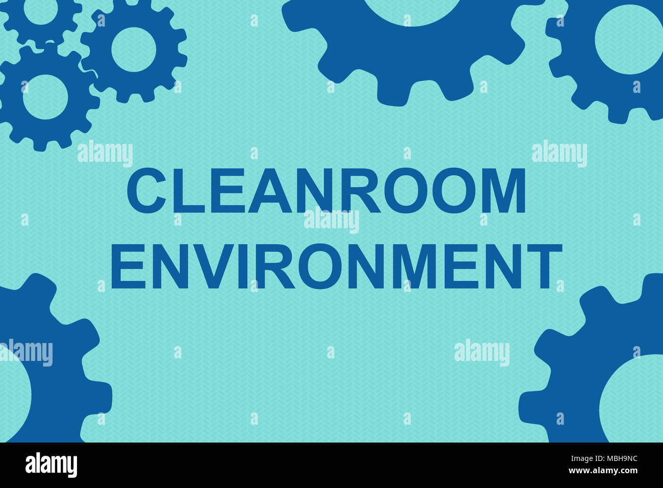 CLEANROOM ENVIRONMENT sign concept illustration with blue gear wheel ...