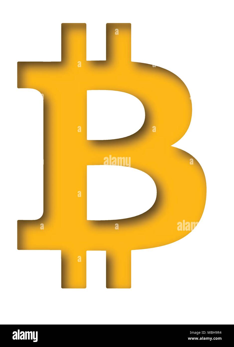 Simple yellow Bitcoin icon in paper cut concept for Business idea ...