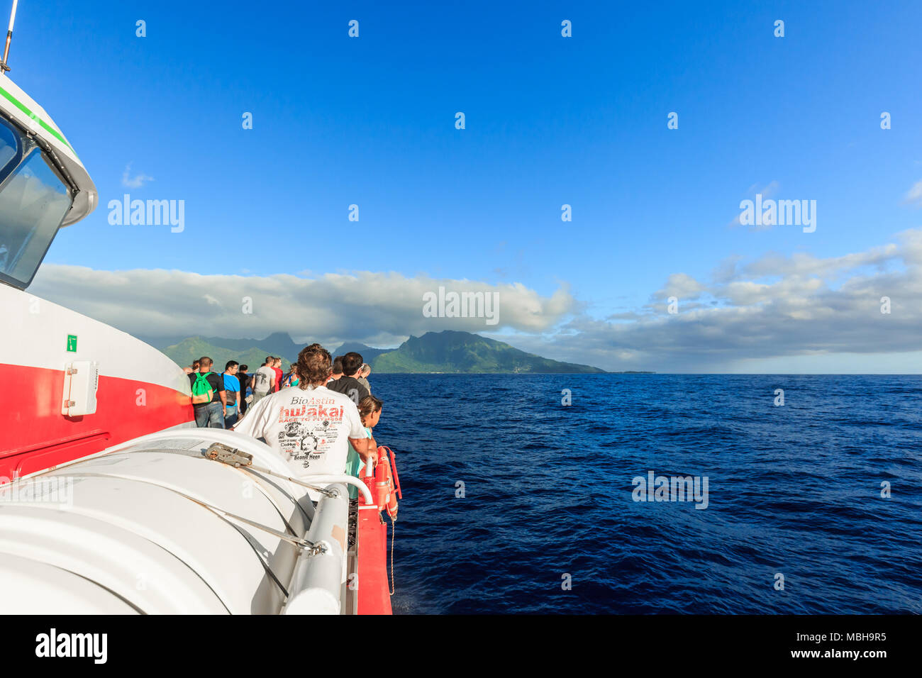 TAHITI, FRENCH POLYNESIA - APRIL 17, 2018: The tourists standing on a ...