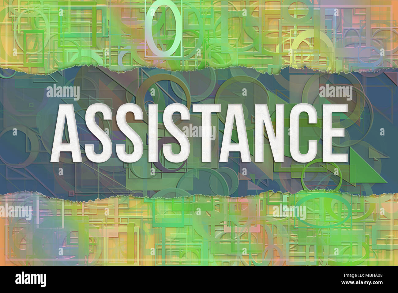 Assistance, information technology conceptual words with colorful ...