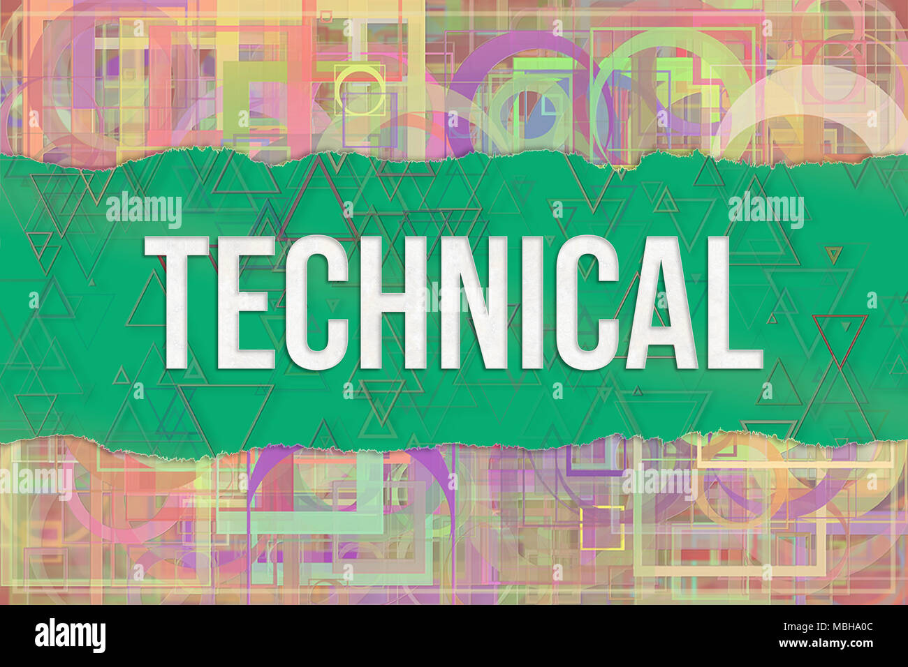 Technical, information technology conceptual words with colorful shapes ...