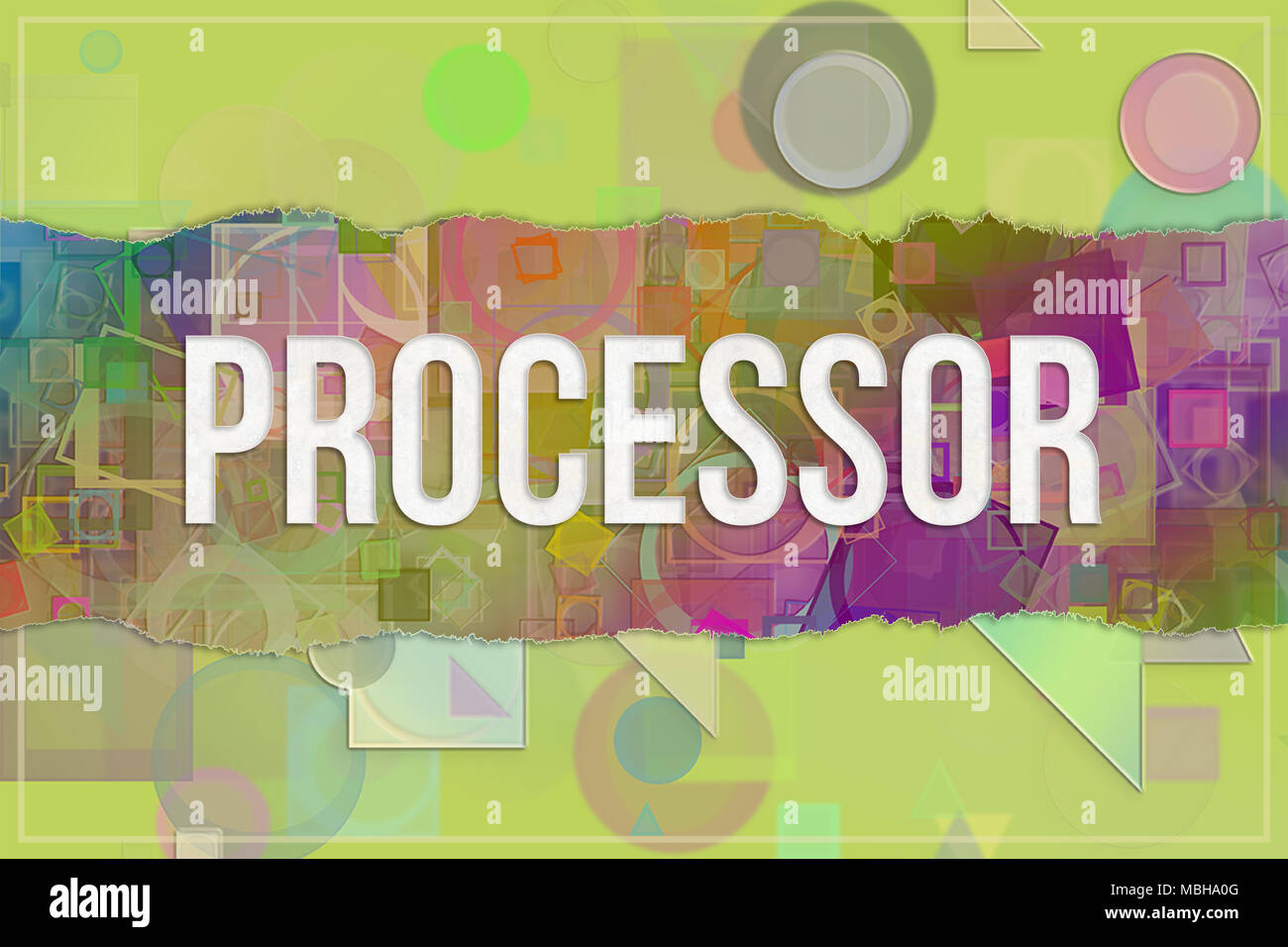 Processor, information technology conceptual words with colorful shapes ...