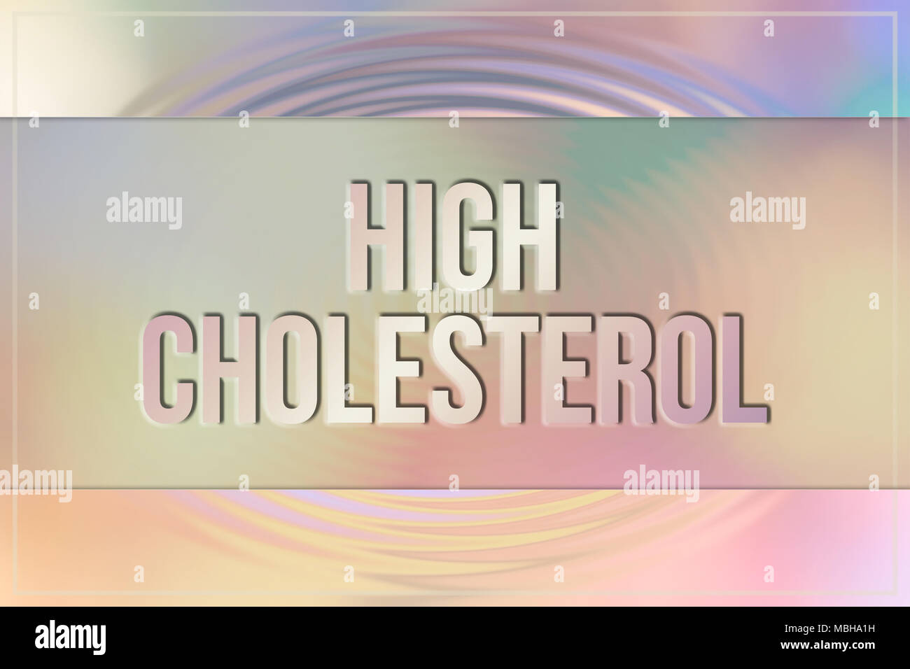 High cholesterol, medical & medication conceptual words, with twirl ...