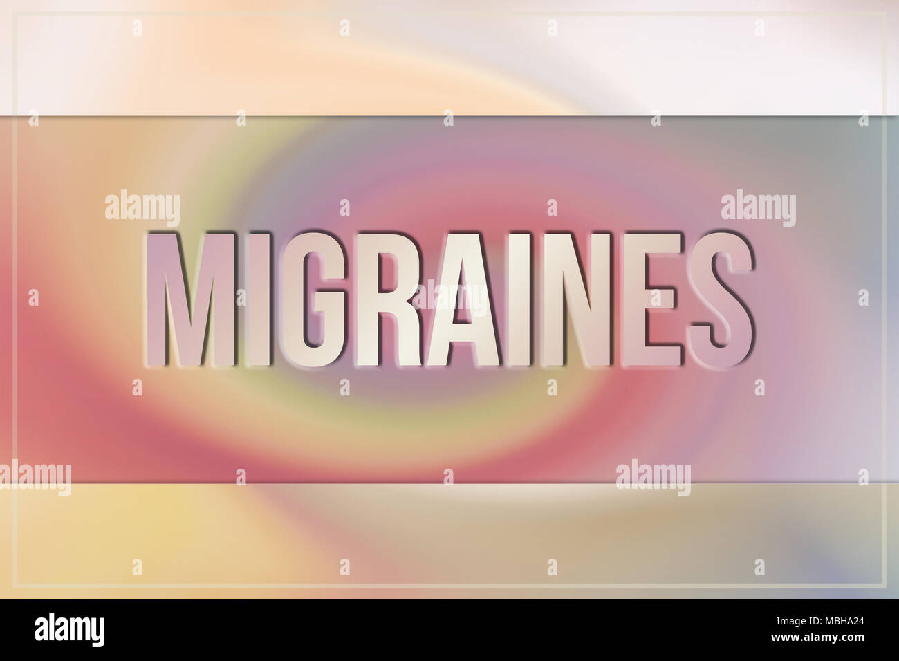 Migraines, medical & medication conceptual words, with twirl & colorful ...