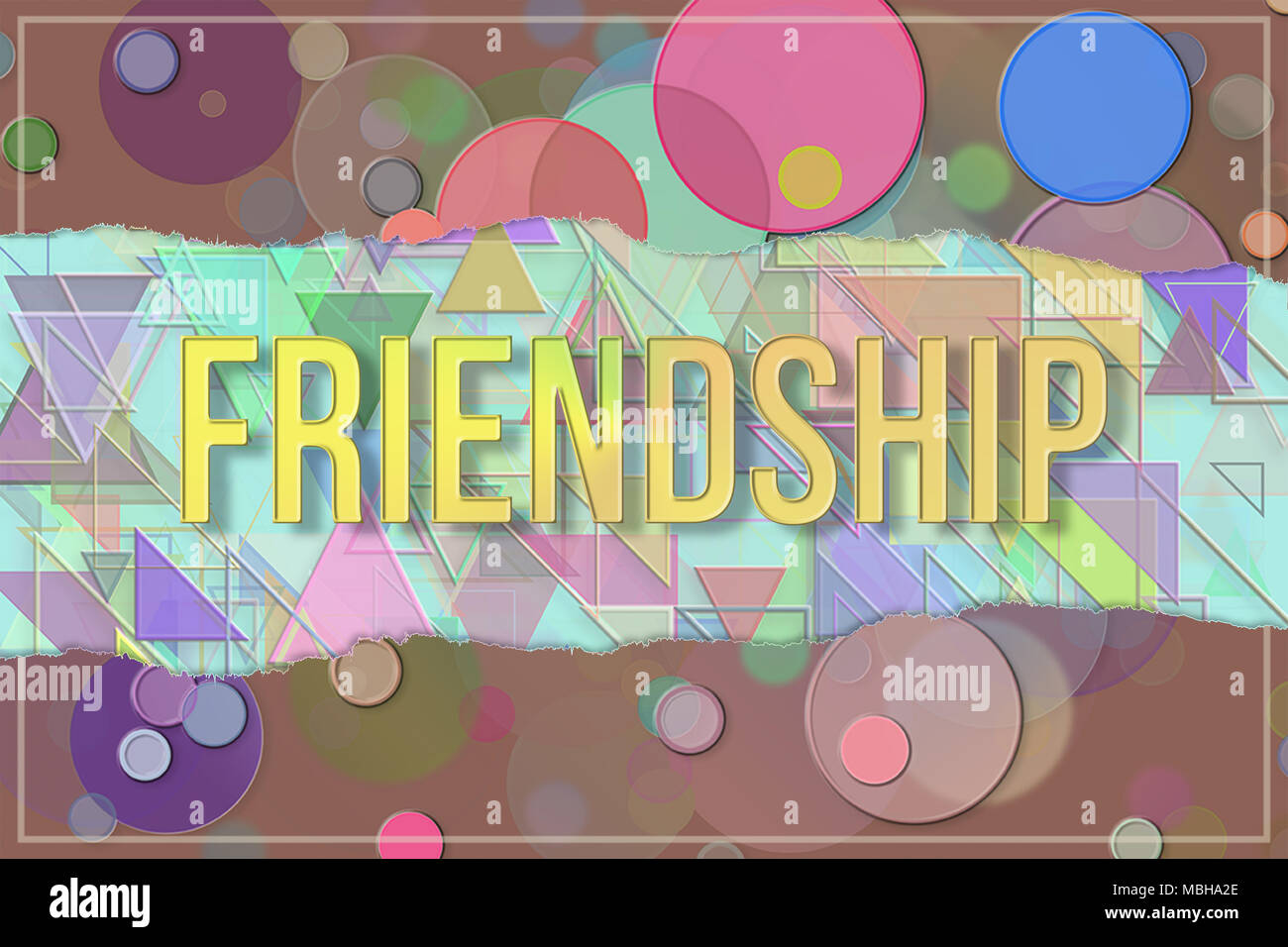 Friendship, motivation conceptual words, with colorful shape texturel ...