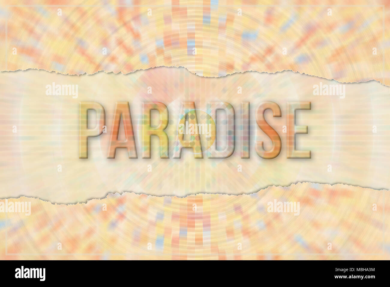 Paradise, travel & holiday conceptual words with abstract overlapping ...