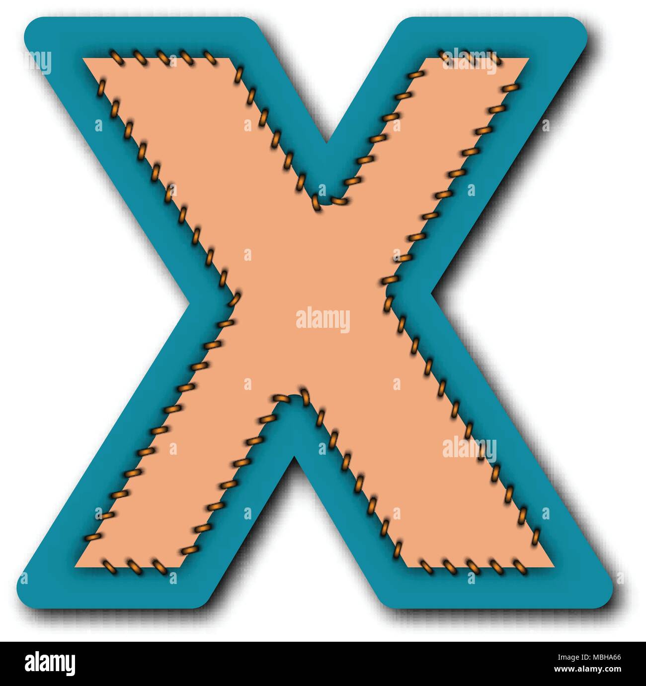 X charactor of alphabet in Embroidered patch work concept for vector ...