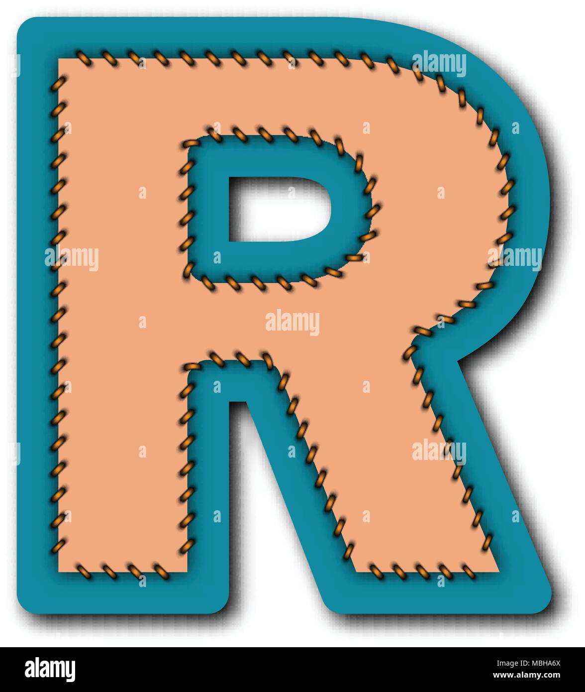 R charactor of alphabet in Embroidered patch work concept for vector ...
