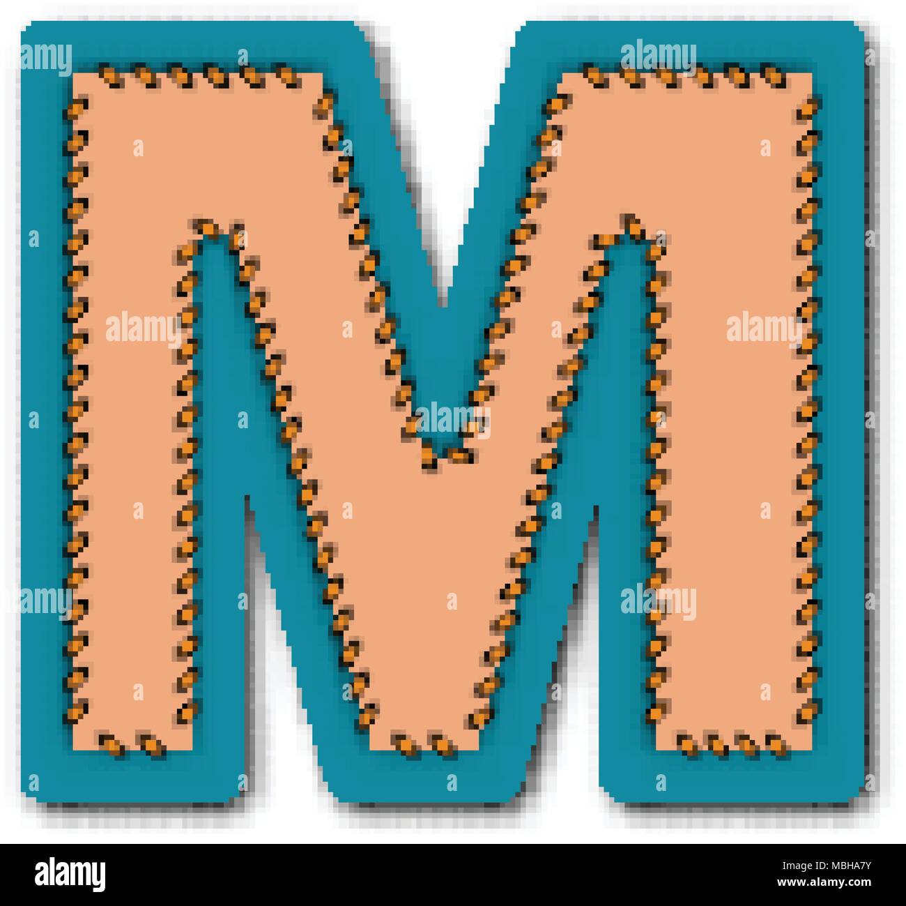 M charactor of alphabet in Embroidered patch work concept for vector ...