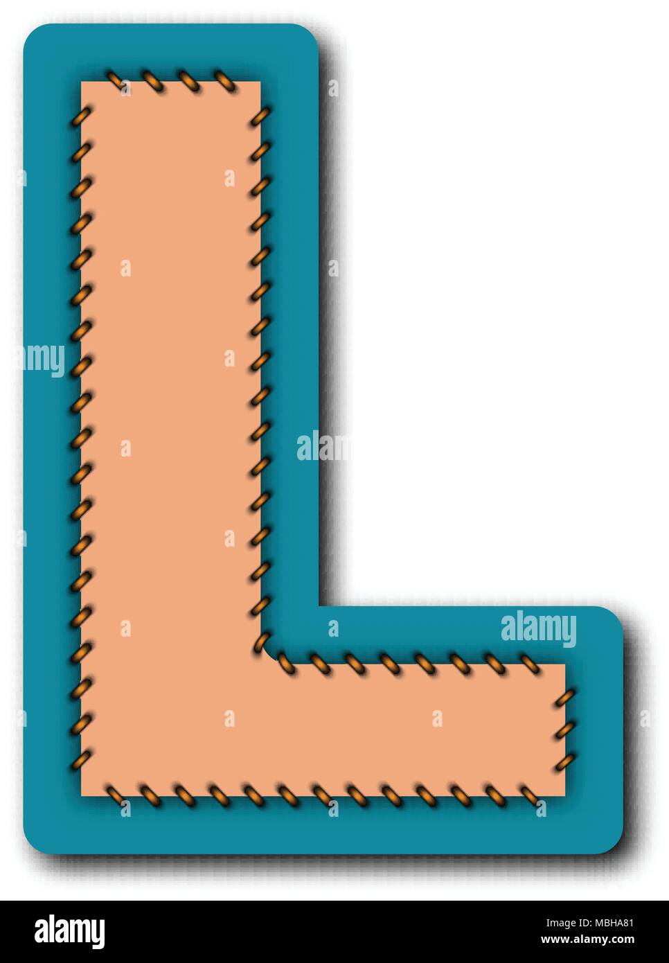 L charactor of alphabet in Embroidered patch work concept for vector ...