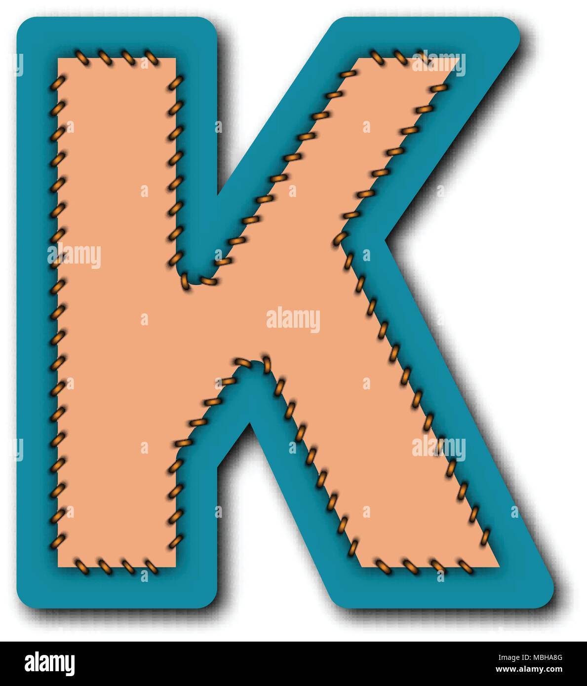 K charactor of alphabet in Embroidered patch work concept for vector ...