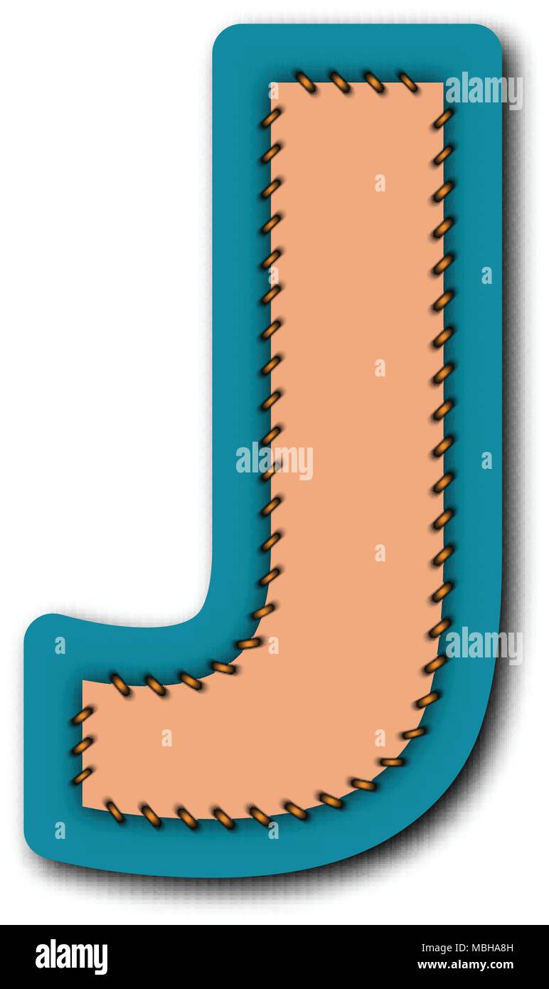J charactor of alphabet in Embroidered patch work concept for vector ...