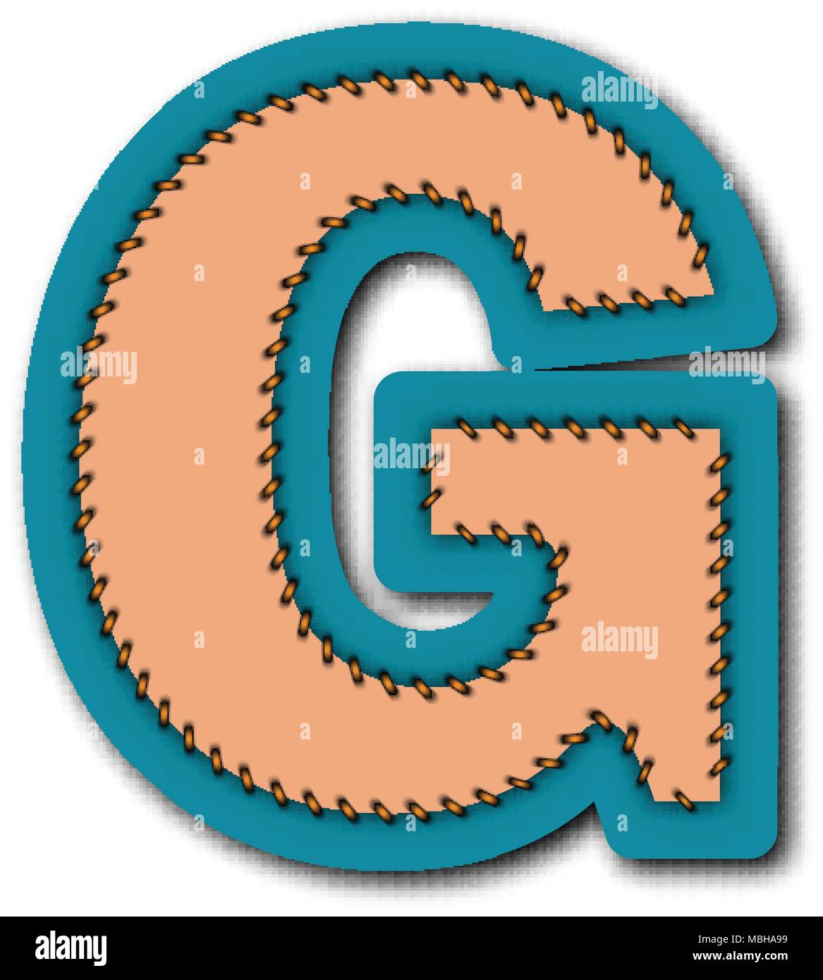 G charactor of alphabet in Embroidered patch work concept for vector ...