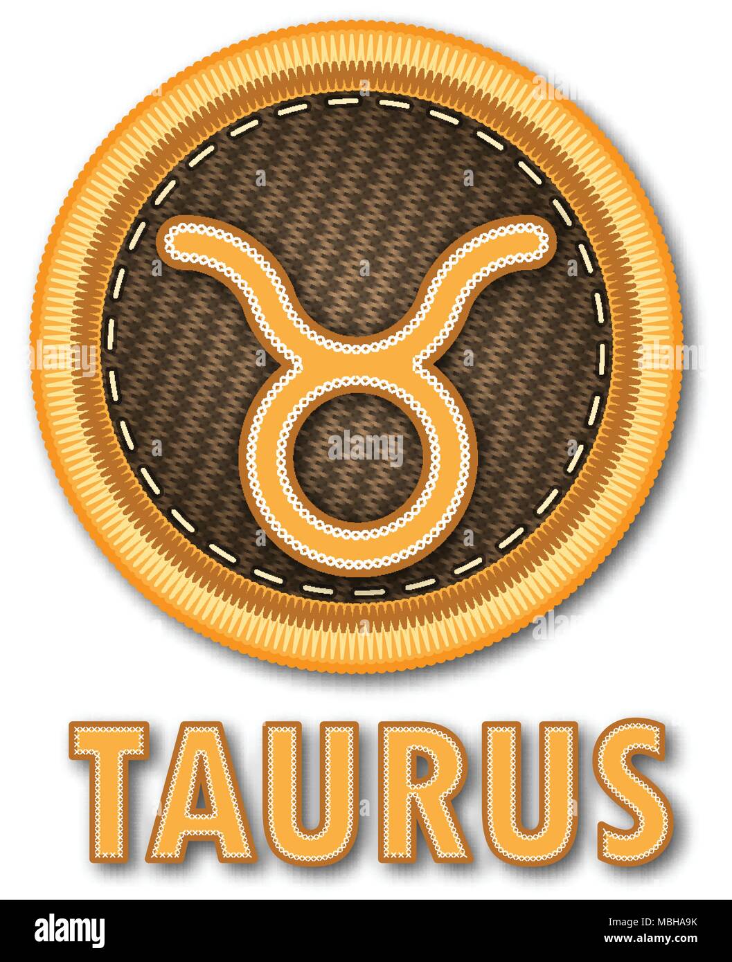 Embroidered patch work of Taurus zodiac sign symbol icon for vector ...