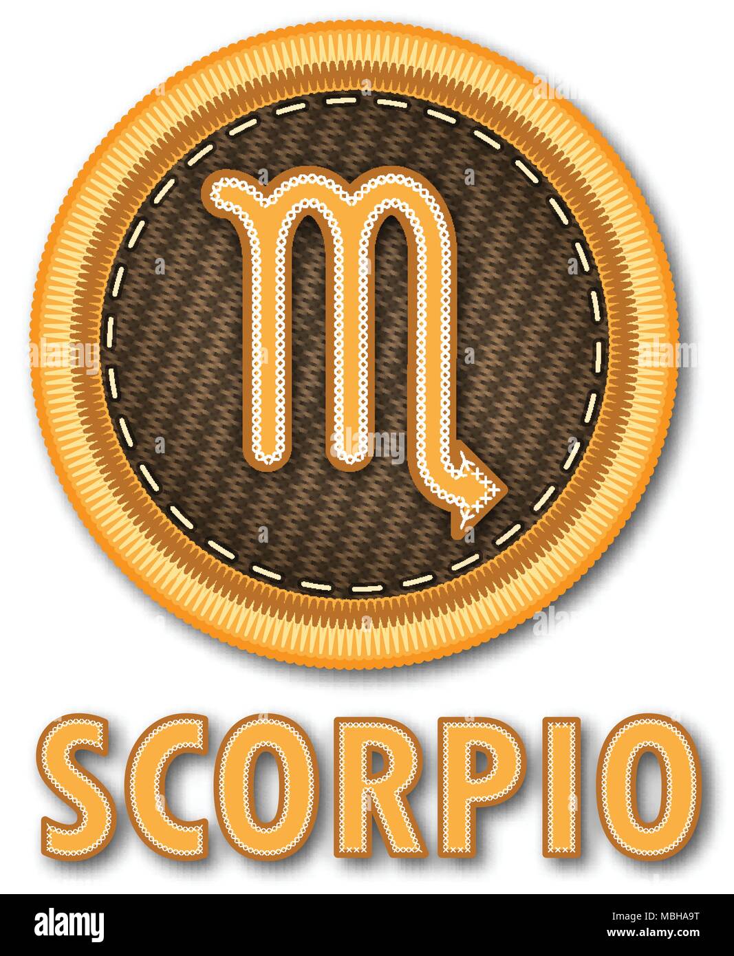 Embroidered patch work of Scorpio zodiac sign symbol icon for vector ...