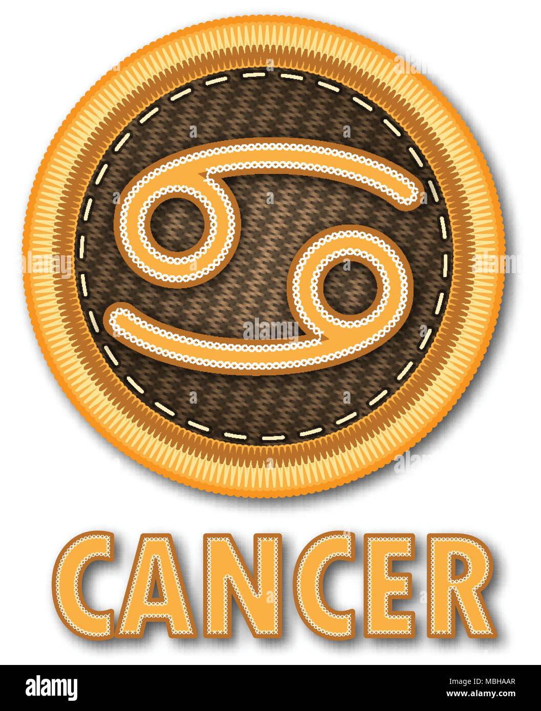 Embroidered patch work of Cancer zodiac sign symbol icon for vector ...