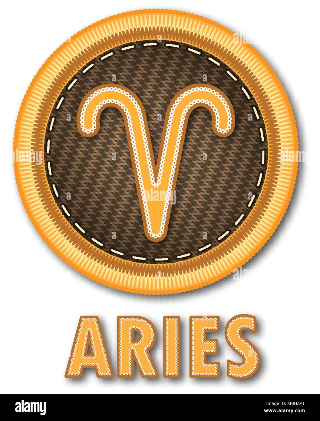 Embroidered patch work of Aries zodiac sign symbol icon for vector ...
