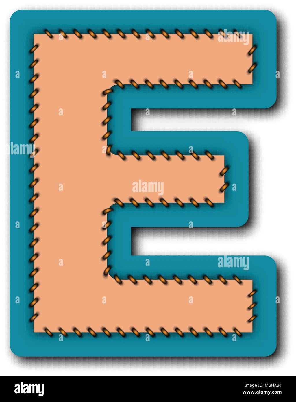 E charactor of alphabet in Embroidered patch work concept for vector ...