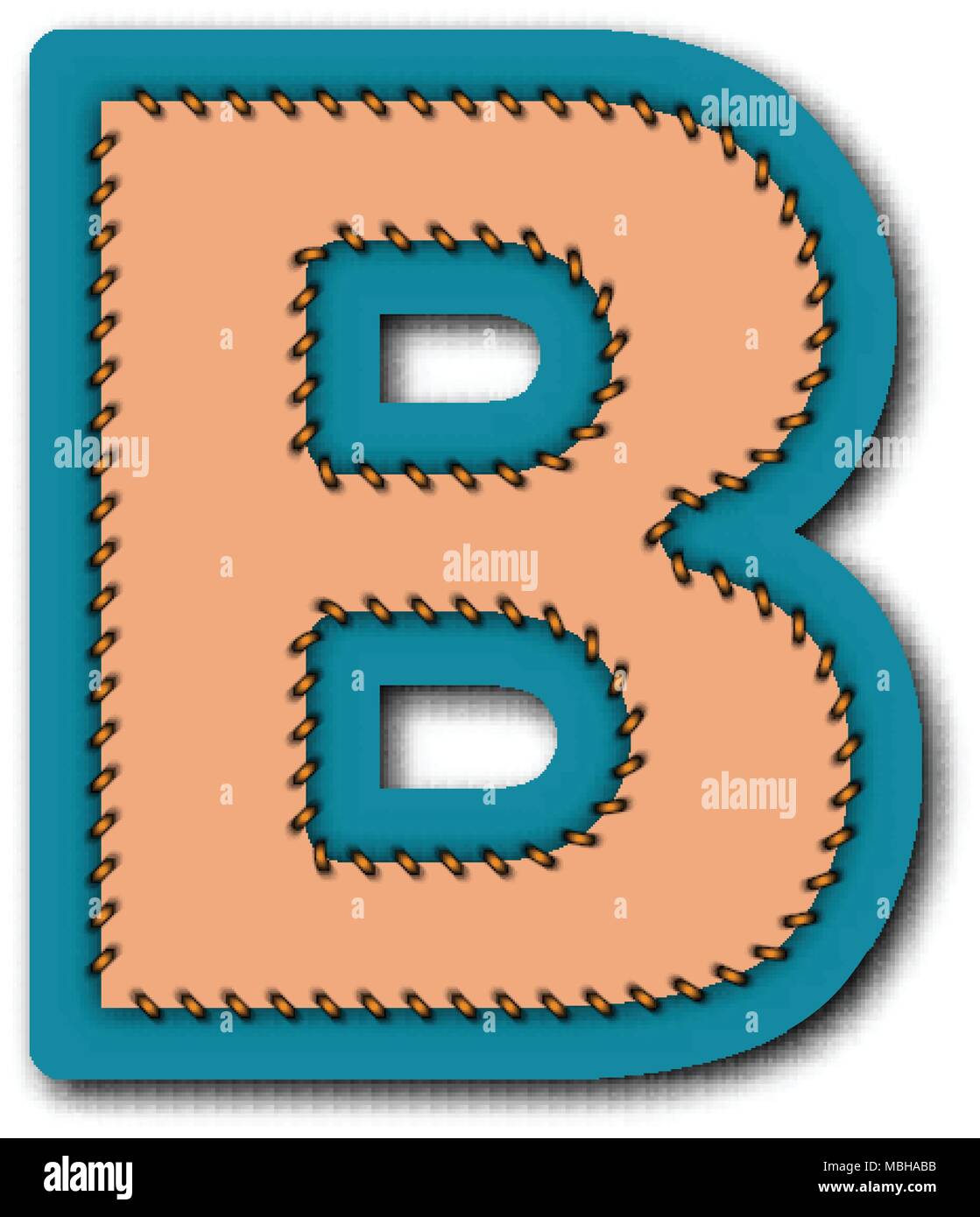 B charactor of alphabet in Embroidered patch work concept for vector ...