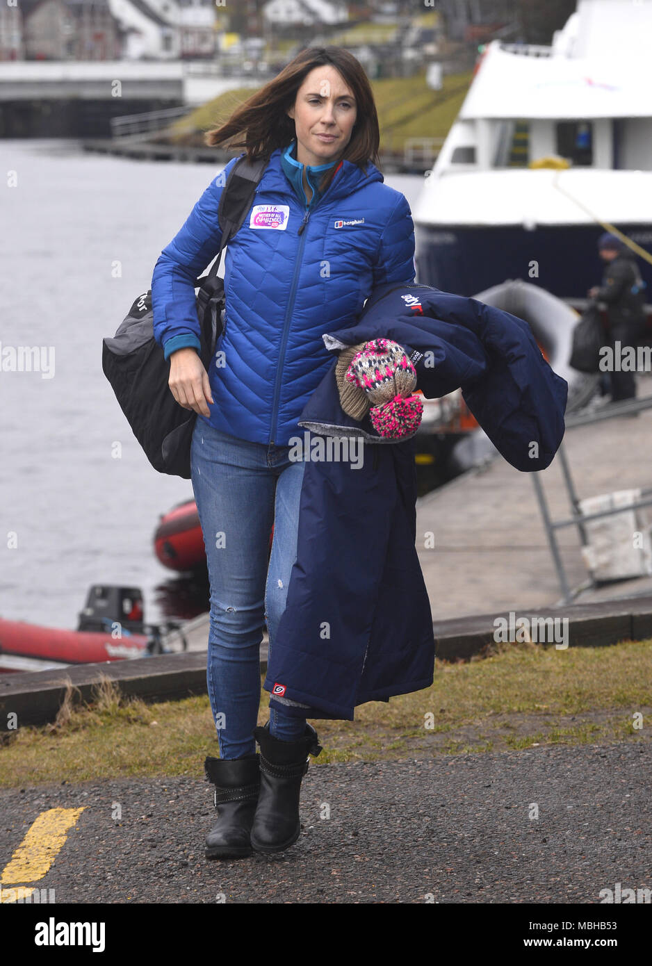 Alex Jones prepares to swim in Loch Ness for Sport Relief 2018. The One ...