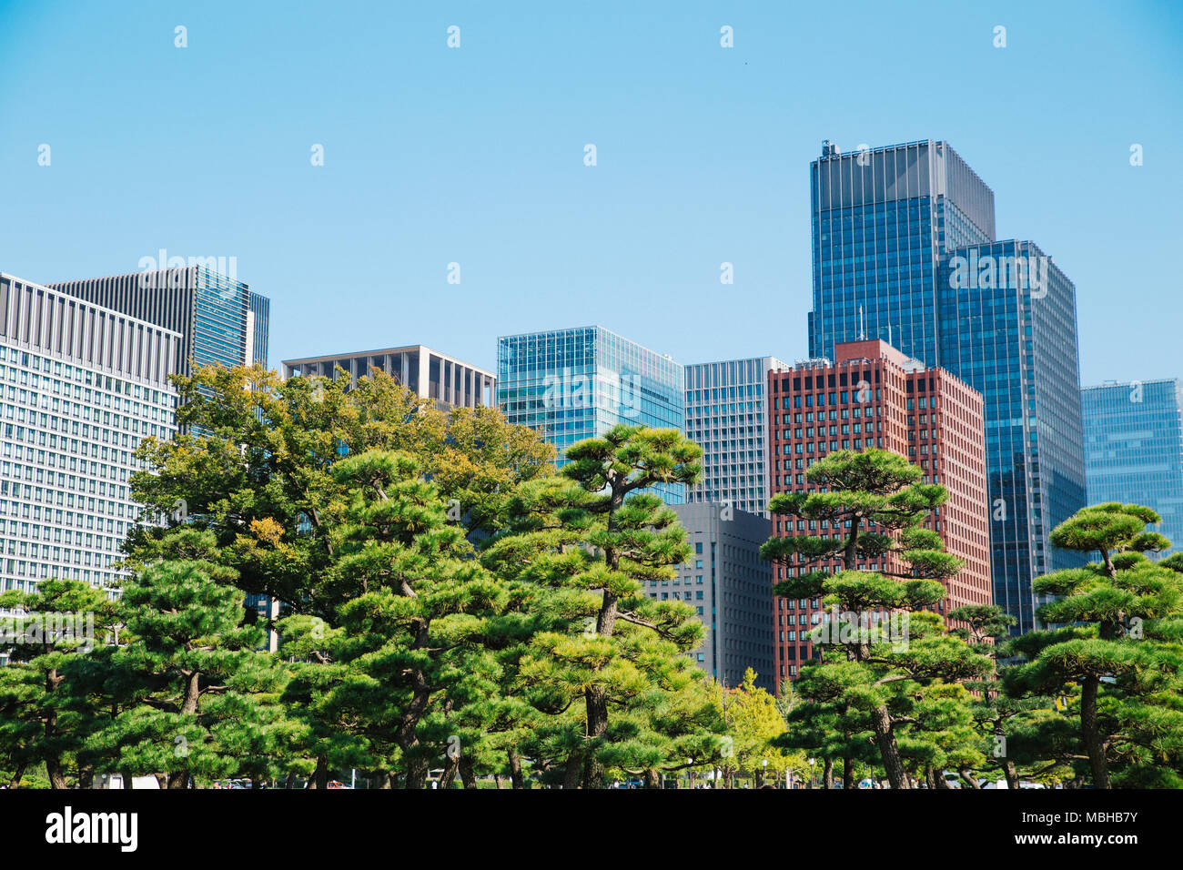 Japan city Tokyo modern building under blue sky Stock Photo - Alamy