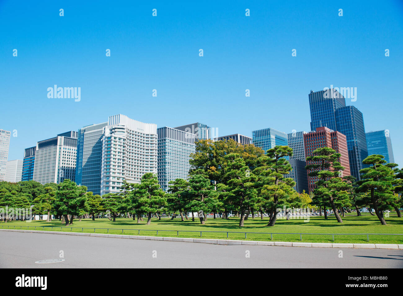 Japan city Tokyo modern building under blue sky Stock Photo - Alamy