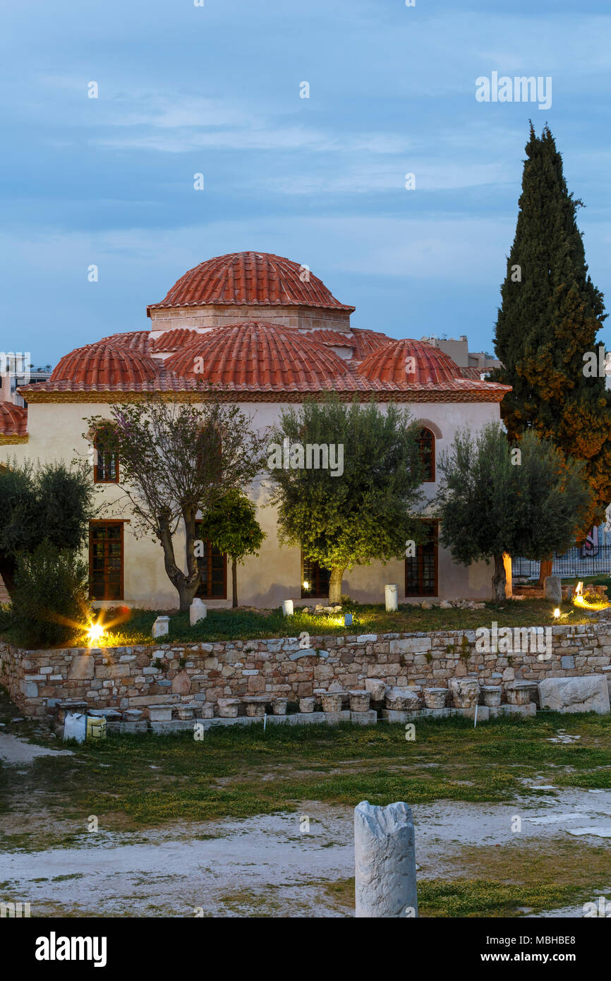 Remains of Roman Agora and Fethiye Mosque in the old town of Athens ...