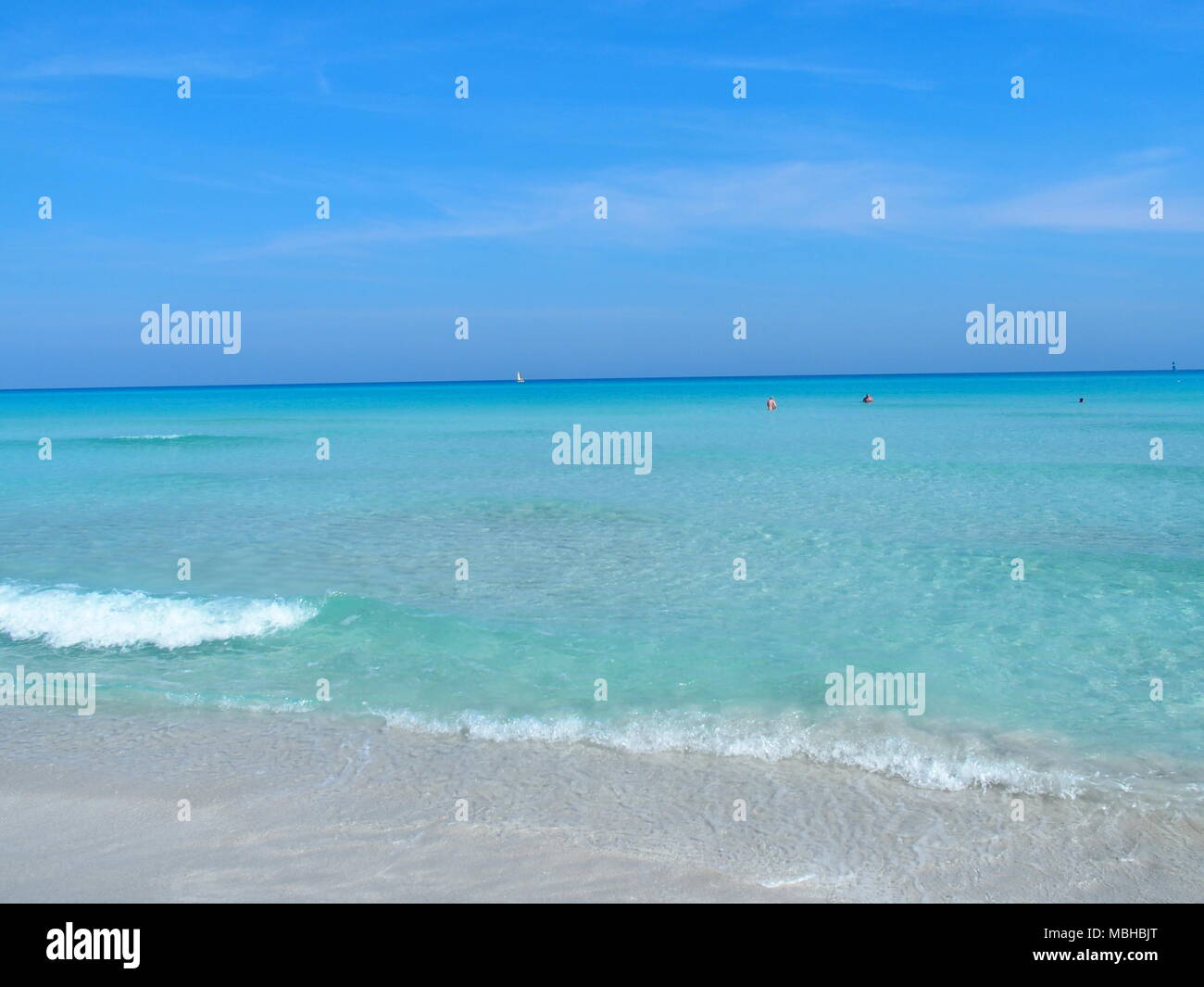 Beauty view of sandy beach at Caribbean Sea in VARADERO city in CUBA ...