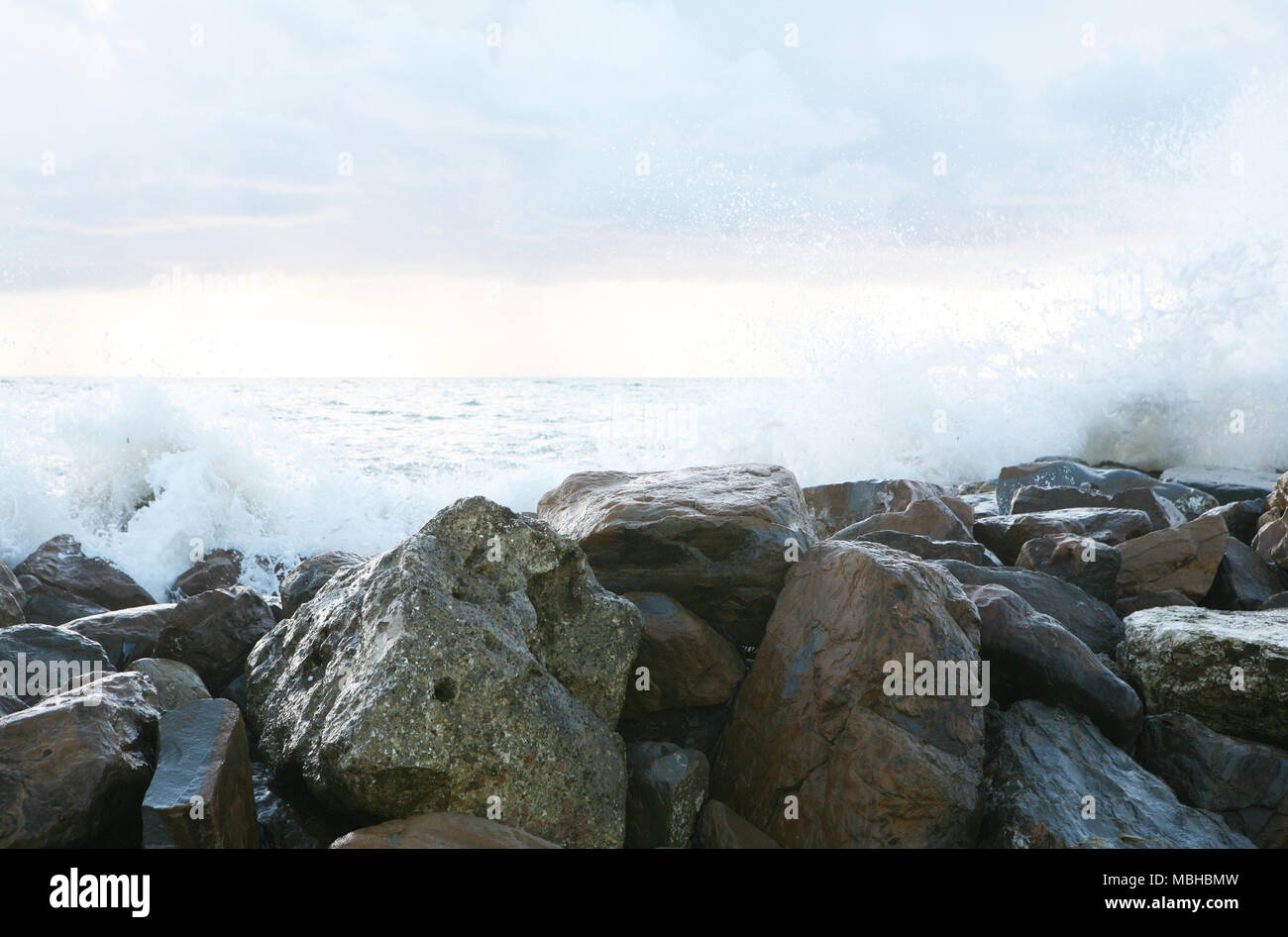 Wave breaking on the beach hi-res stock photography and images - Alamy
