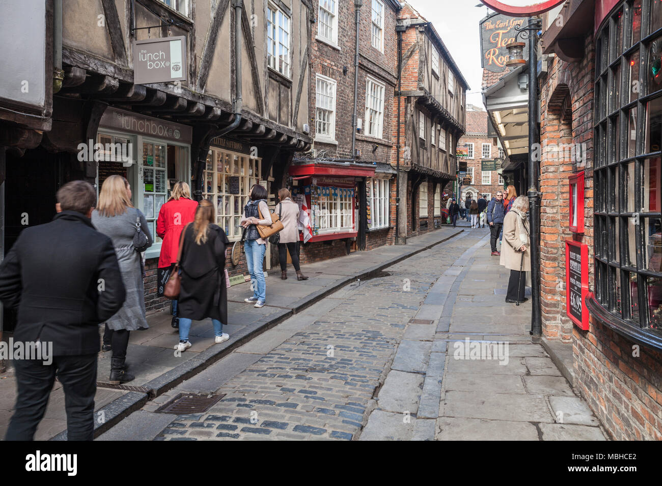 Street scene in the Shambles,York,North Yorkshire,England,UK Stock ...