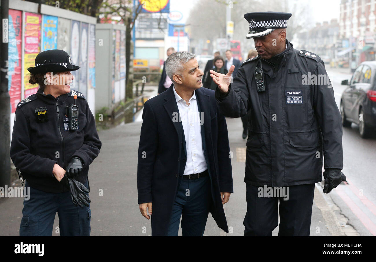 Mayor of London Sadiq Khan (centre) with Chief Superintendent Jeff ...