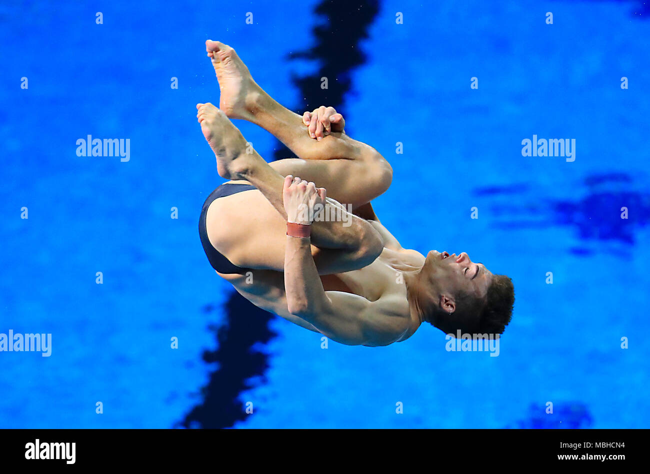 England's Ross Haslam competes in the Men's 1m Springboard Final at the ...