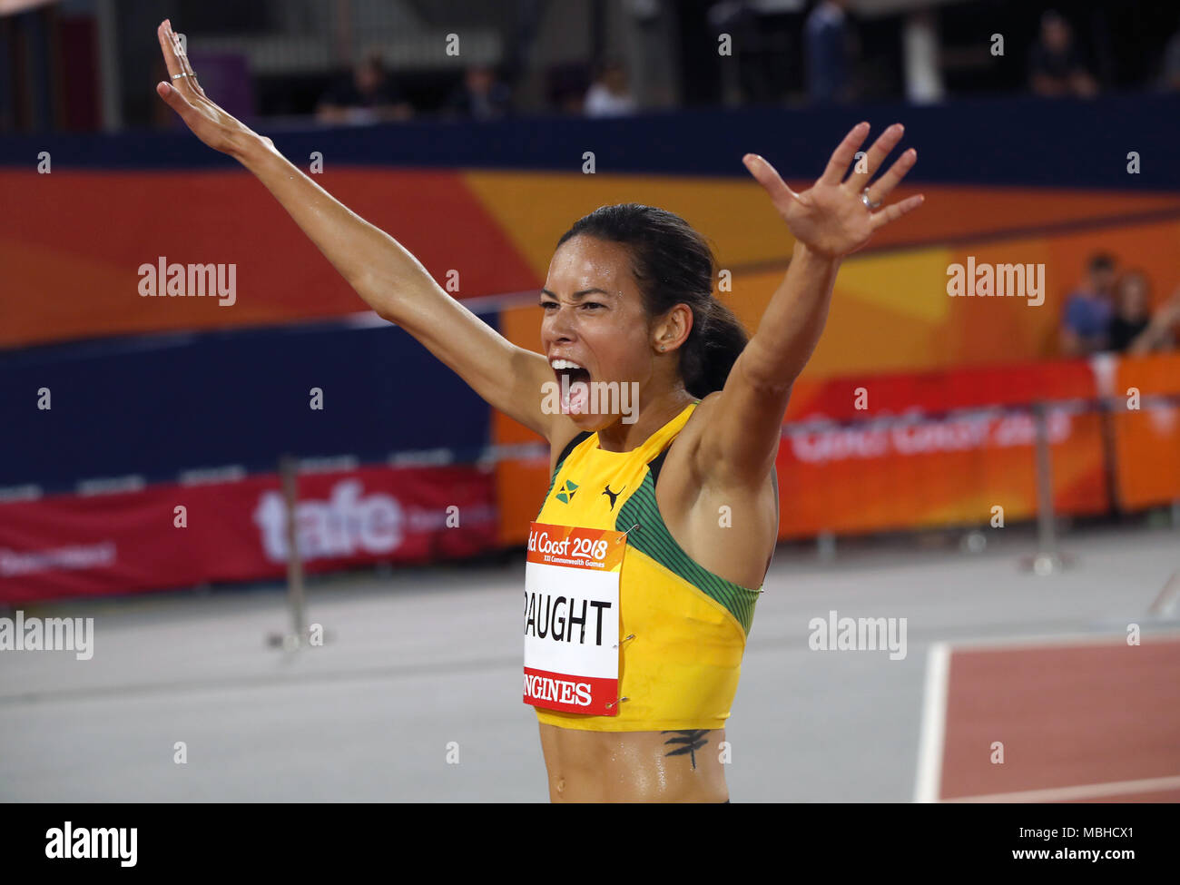 Jamaica's Aisha Praught celebrates winning the Women's 3000m ...