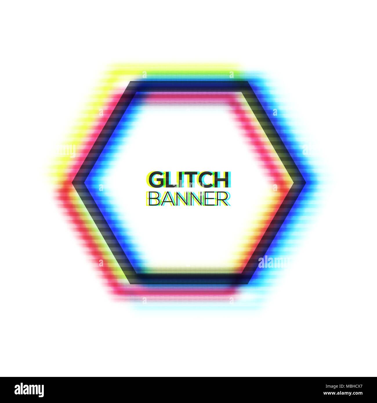 Abstract glitch texture hexagon frame. Geometric style art. Distorted ...