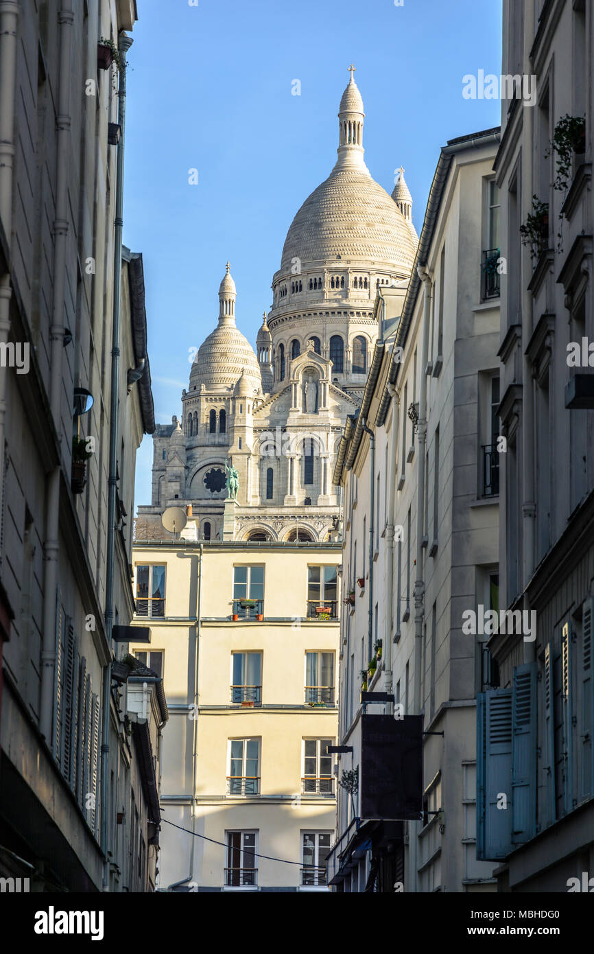 View of the facade and dome of the Basilica of the Sacred Heart of ...