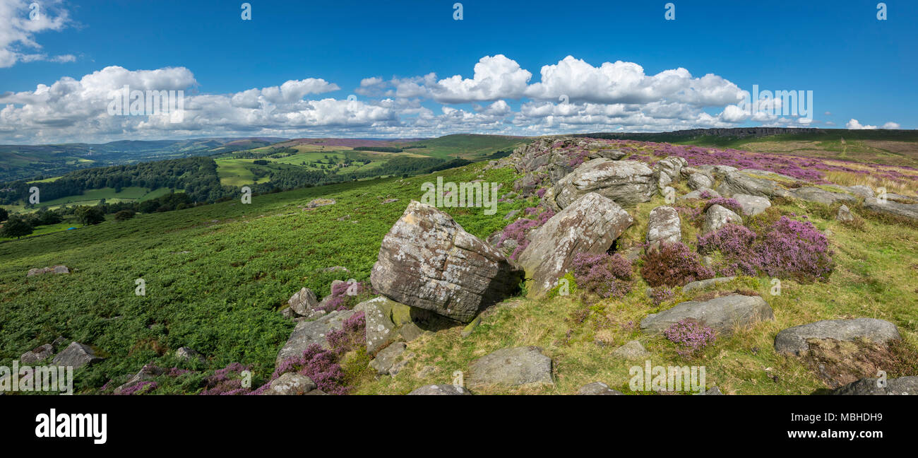 Summer day at Carhead rocks near Hathersage in the Peak District ...