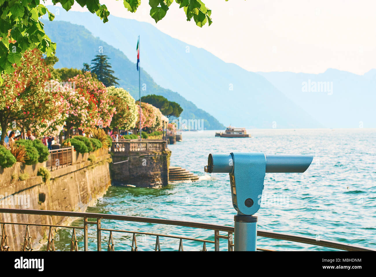 Beautiful sunny summer view of Bellagio town at lake Como in Italy with ...
