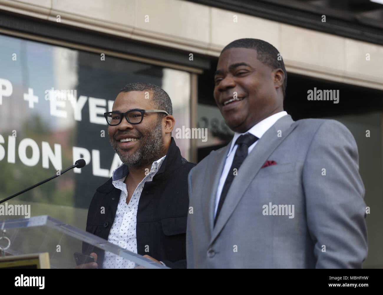 Los Angeles, California, USA. 10th Apr, 2018. Jordan Peele, left ...
