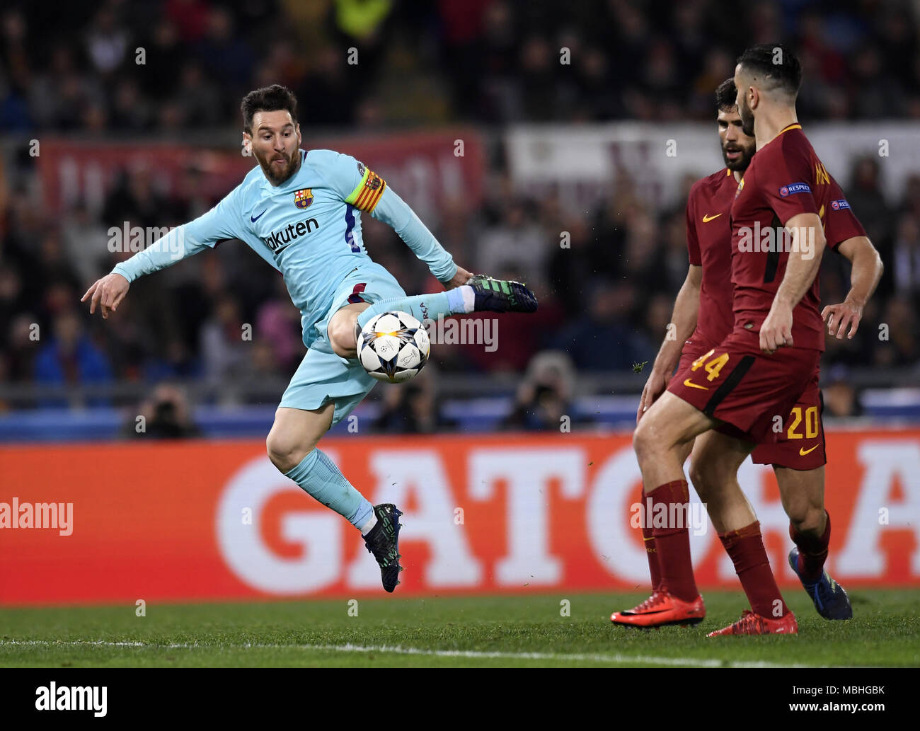 Barcelonas lionel messi kicks ball hi-res stock photography and images ...