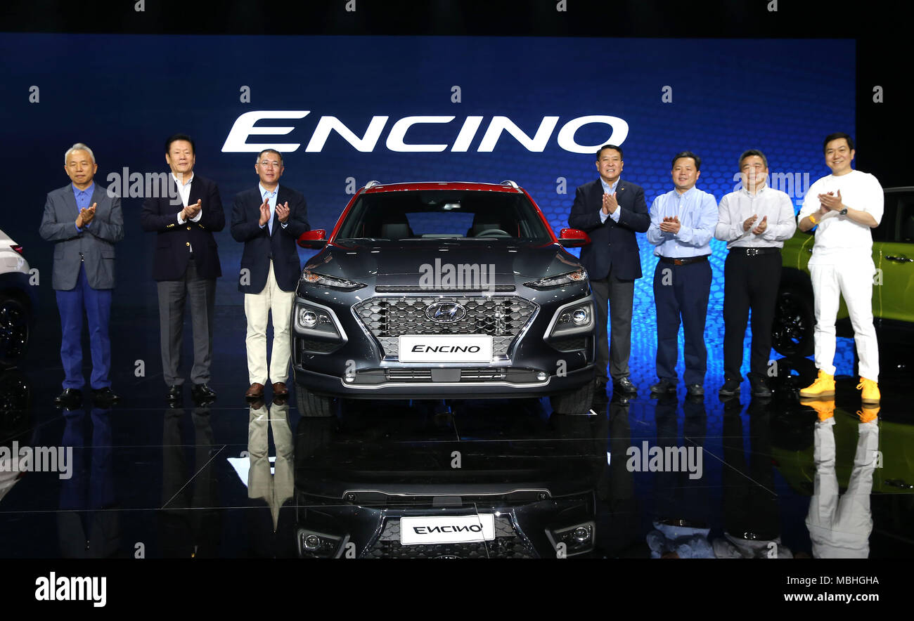 11th Apr, 2018. Hyundai's Encino SUV debuts in China This photo, provided by Hyundai Motor Co ...