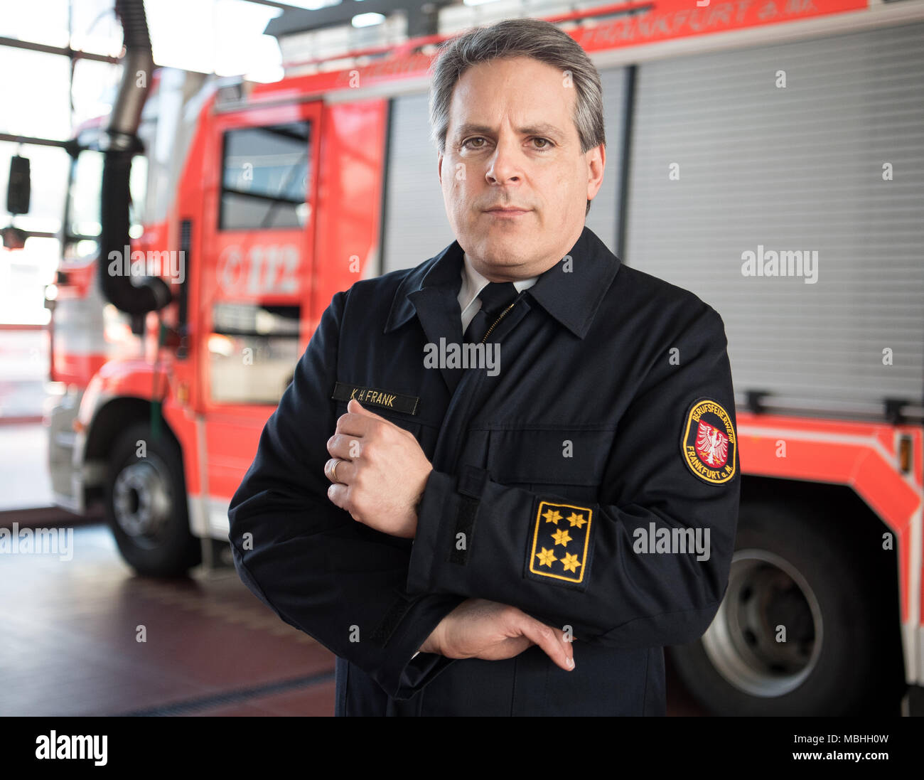 06 April 2018, Germany, Frankfurt am Main: Karl-Heinz Frank, new fire ...