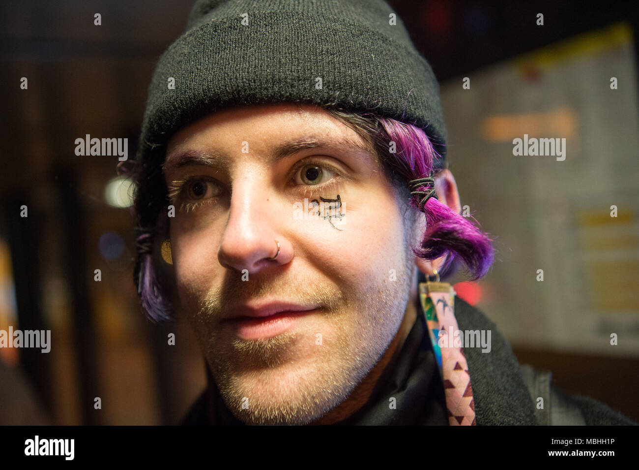 23 March 2018, Germany, Berlin: Juliano Melzer 'Patchboy' (24) stands ...