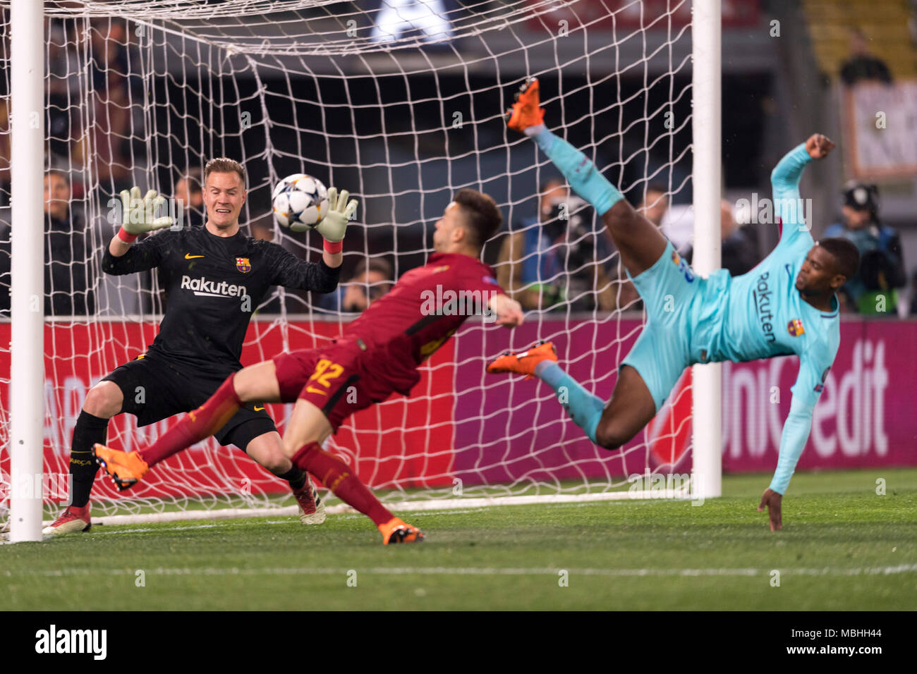 Marc-Andre ter Stegen of Barcelona Stephan El Shaarawy of Roma and ...
