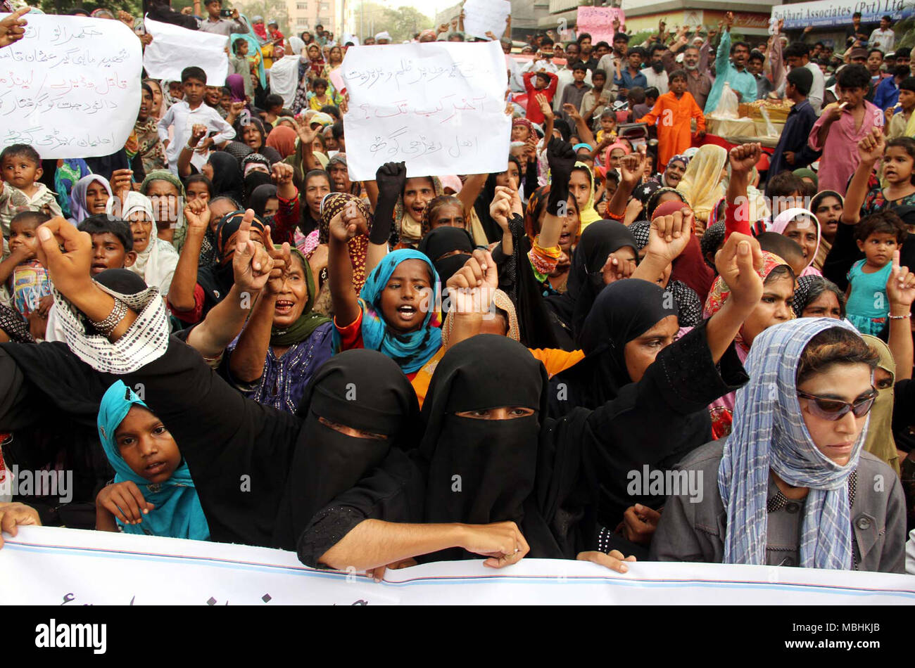 Residents of Rehri Goth are holding protest demonstration against ...