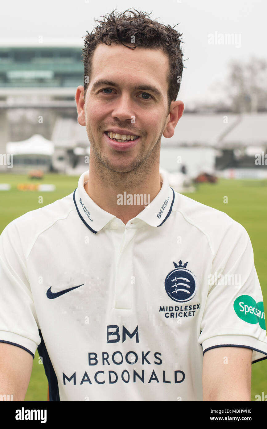 London, UK. 11th Apr, 2018. Nathan Sowter of Middlesex County Cricket ...