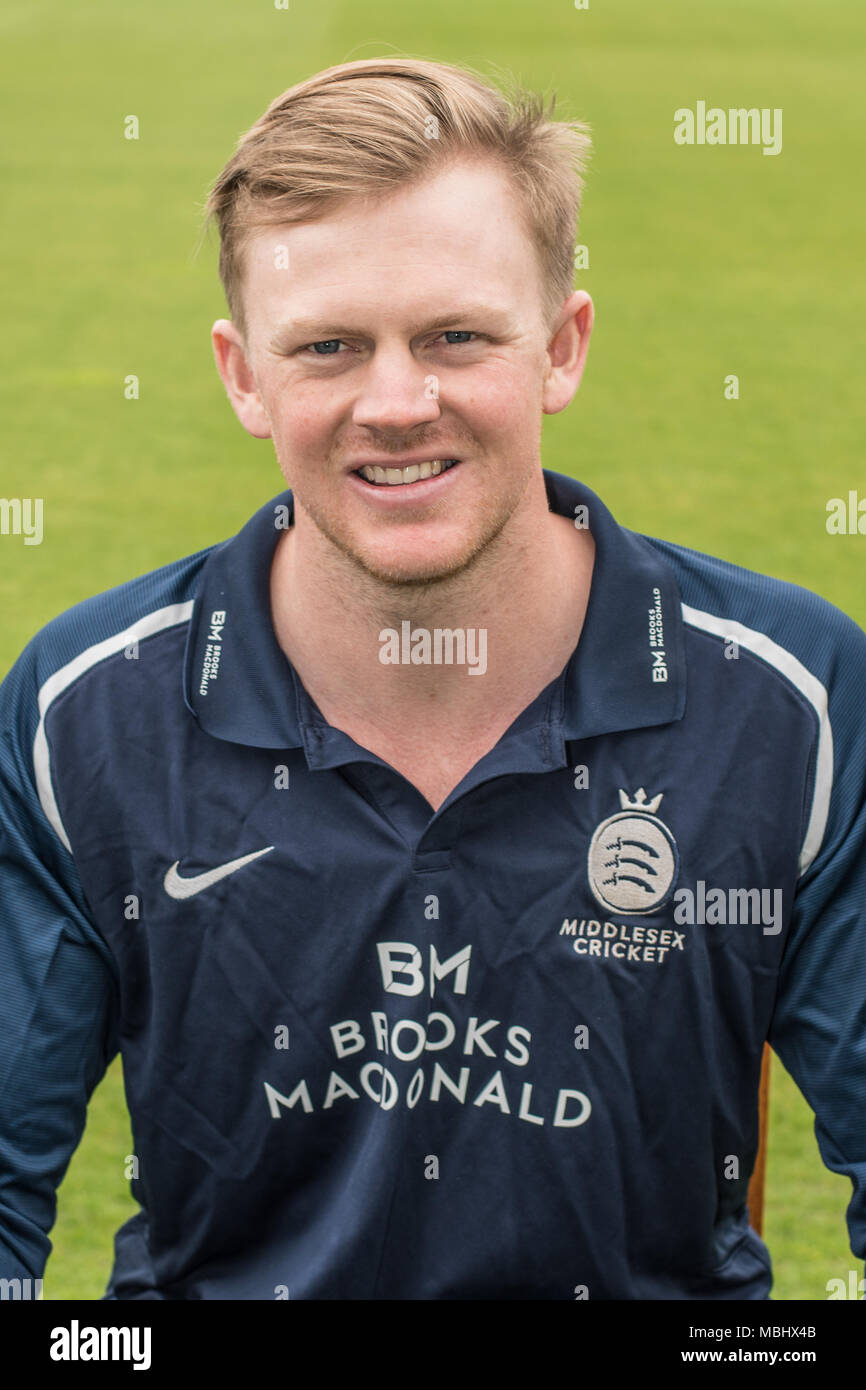 London, UK. 11th Apr, 2018. George Scott of Middlesex County Cricket ...