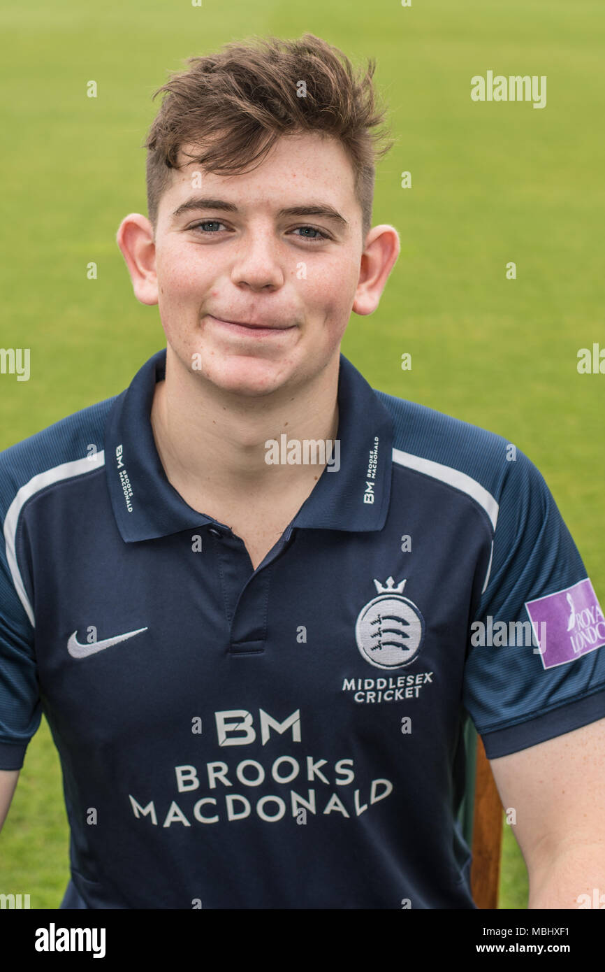 London, UK. 11th Apr, 2018. Ethan Bamber of Middlesex County Cricket ...