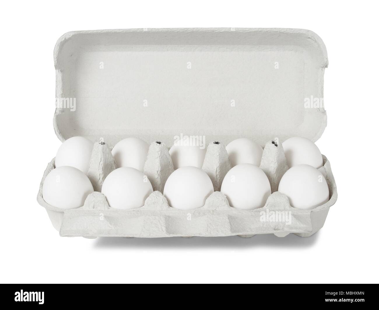 Ten white eggs in container isolated on white background Stock Photo ...