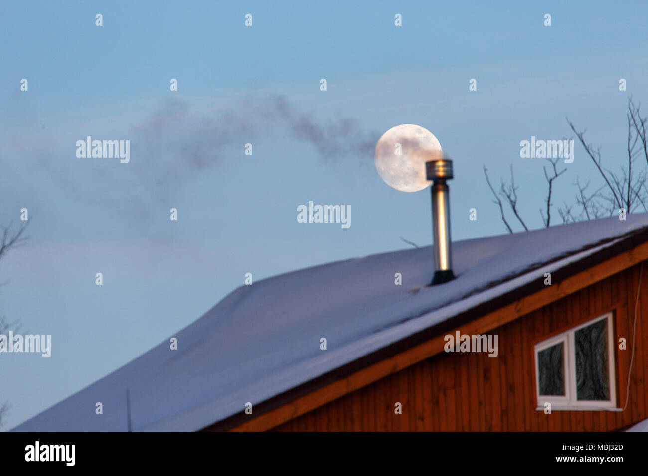 Full Moon Night Cabin High Resolution Stock Photography and Images - Alamy